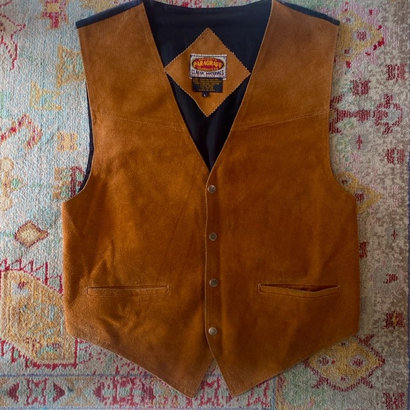 Vintage | Jackets & Coats | Vintage Mens Suede Leather Vest Large Brown ...